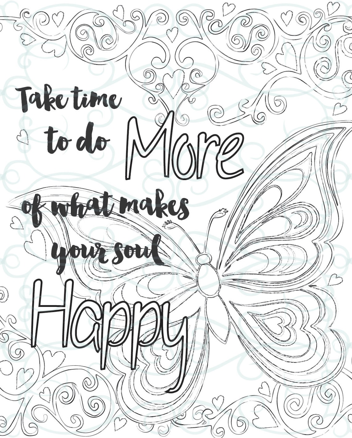 Adult Inspirational Coloring Page Printable 01-make Your Soul Happy - Etsy
