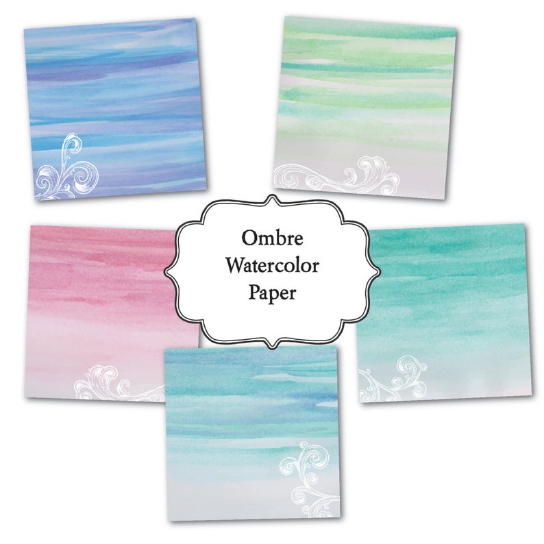 OMBRE Watercolor Digital Scrapbook Papers (set of 10) - Etsy