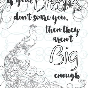 Adult Inspirational Coloring Page Printable 05-dream Big - Etsy