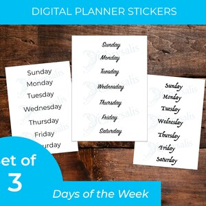 STICKERS Digital Journal Stickers - Days of the Week Bundle #4 (set of ...