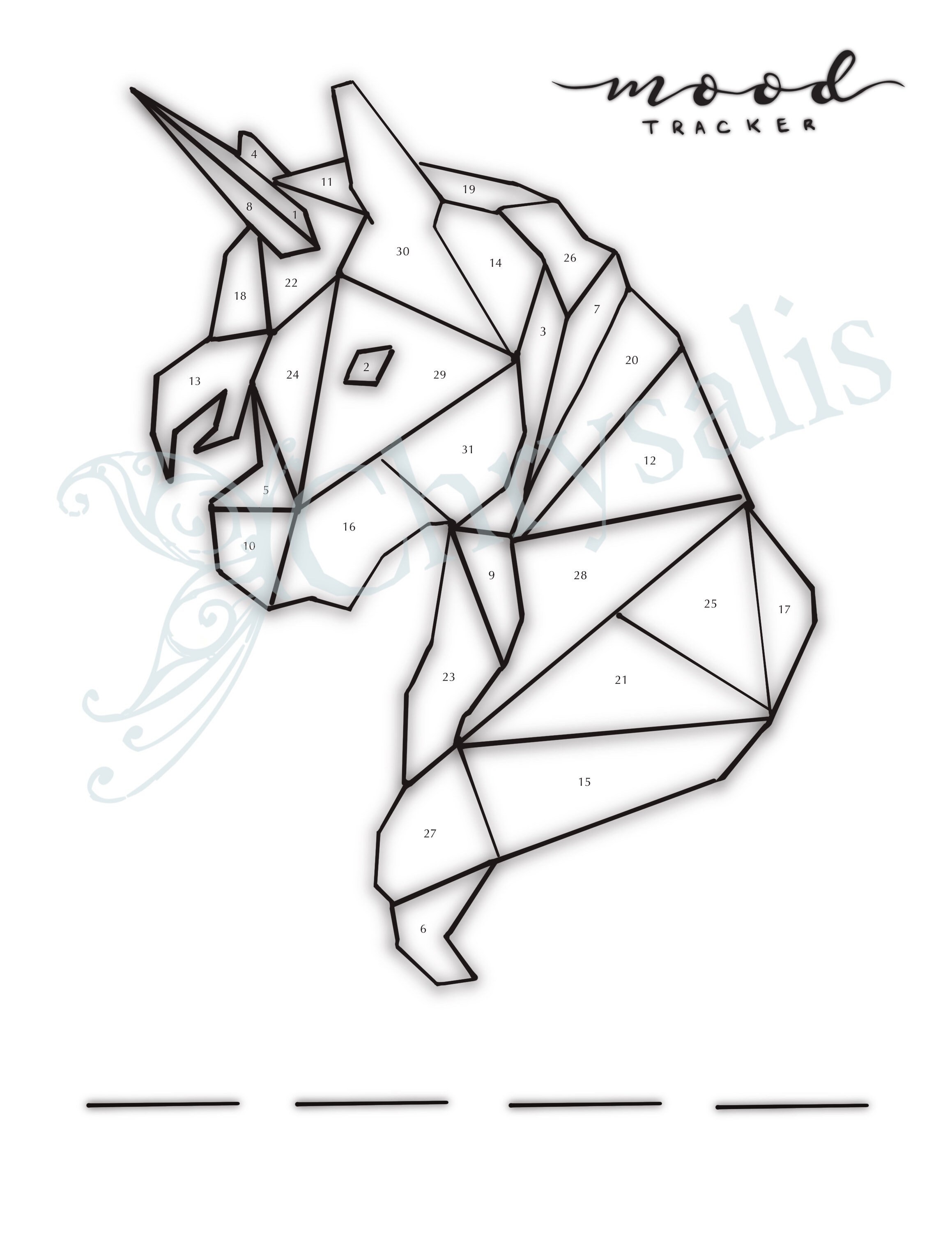 Unicorn Mood Tracker Geometric Animals digital Print Files Bujo Insert ...