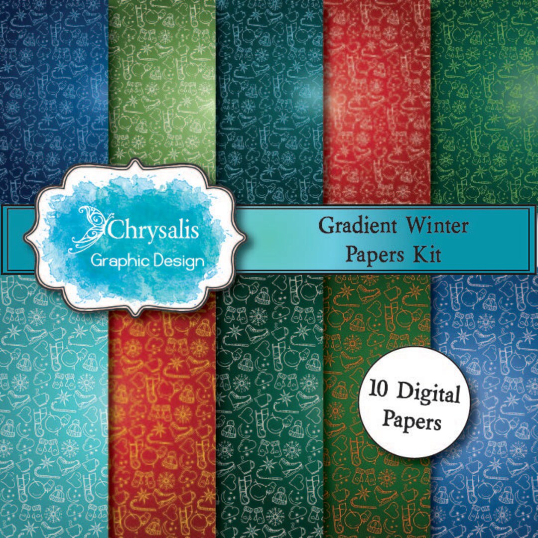 WINTER Gradient Digital Scrapbook Papers (set of 10) - Etsy