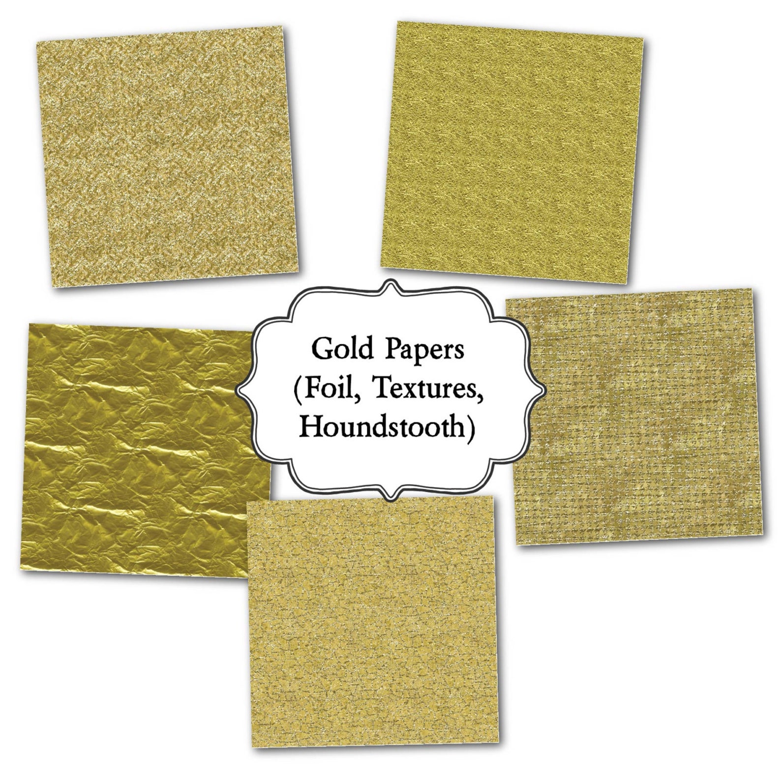 GOLD Digital Scrapbook Papers Kit #2 (set of 10) - Etsy