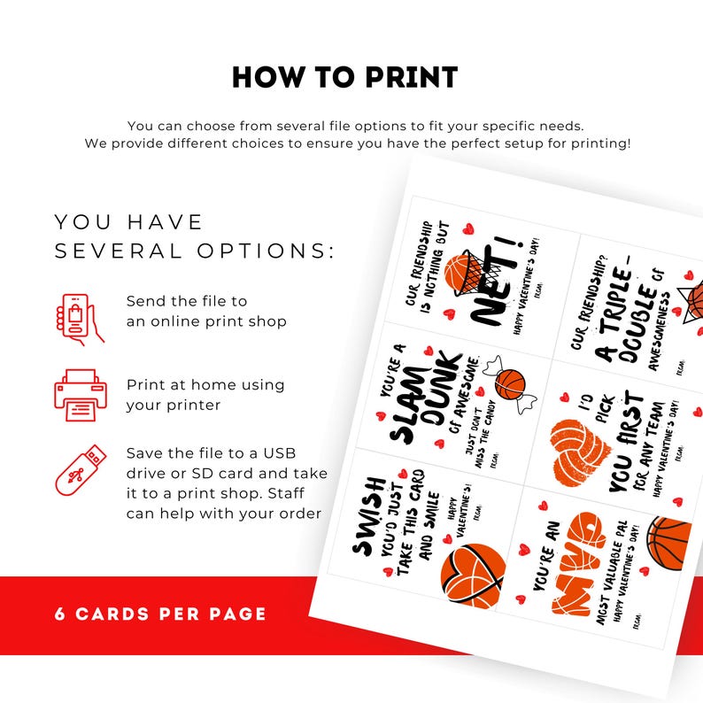 Funny Basketball Valentines Day Cards for Kids, Printable Classroom ...