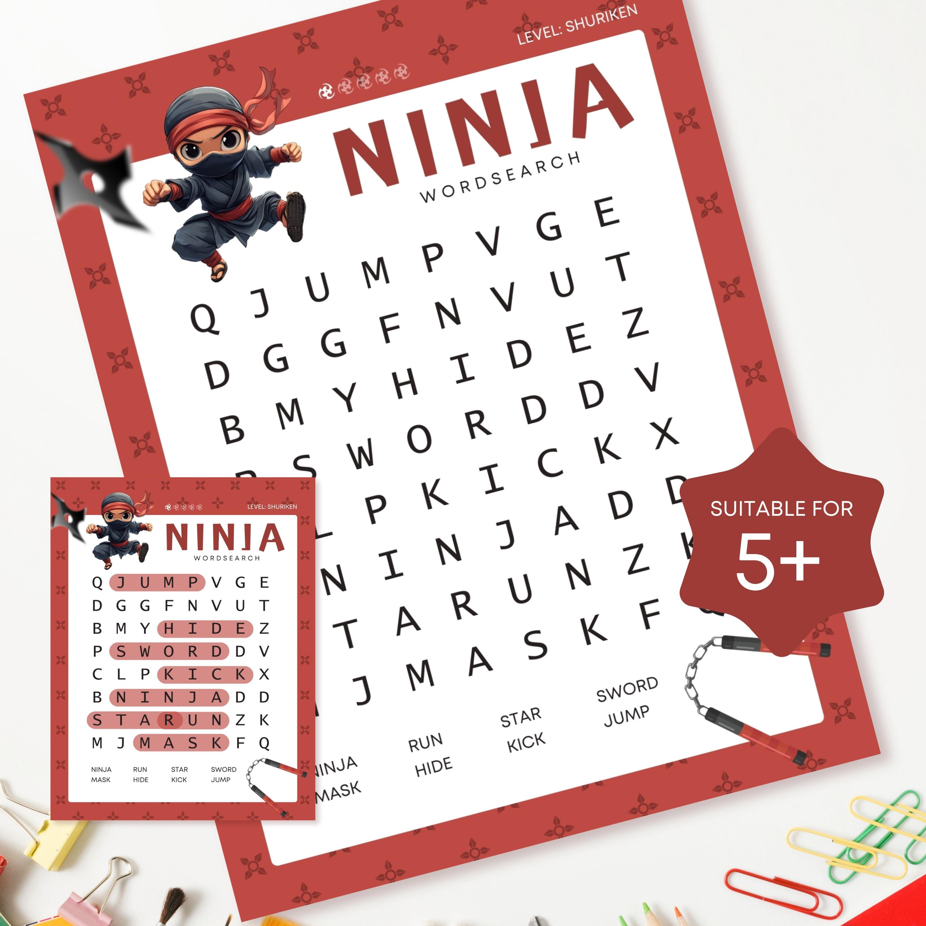 Ninja Word Search Game | Printable Kids Activity | A4 & Letter Size ...