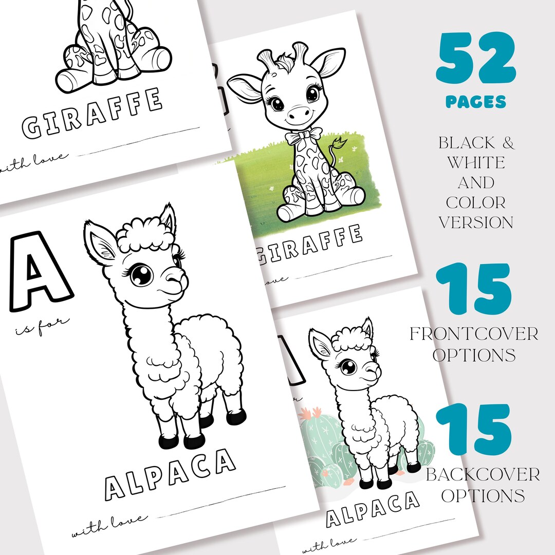 52 Pages My First ABC Book | 15 Covers | Animal Alphabet Coloring Pages ...