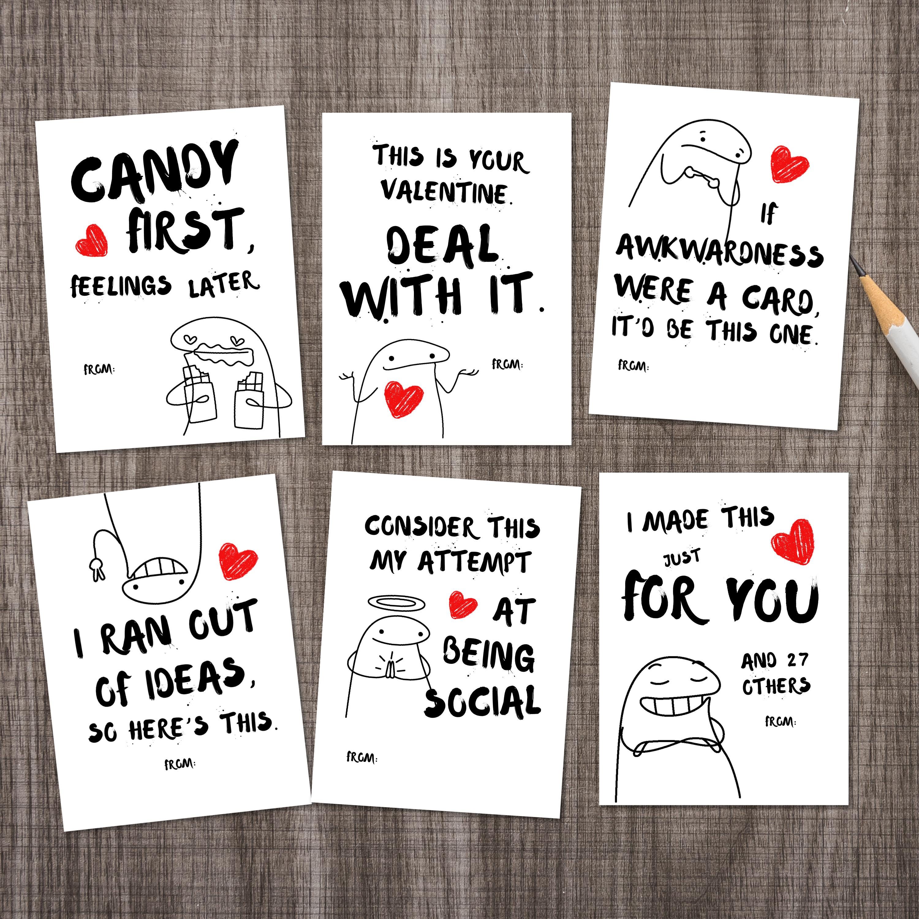Funny Valentine’s Day Cards for Kids and Adults, Printable Classroom ...