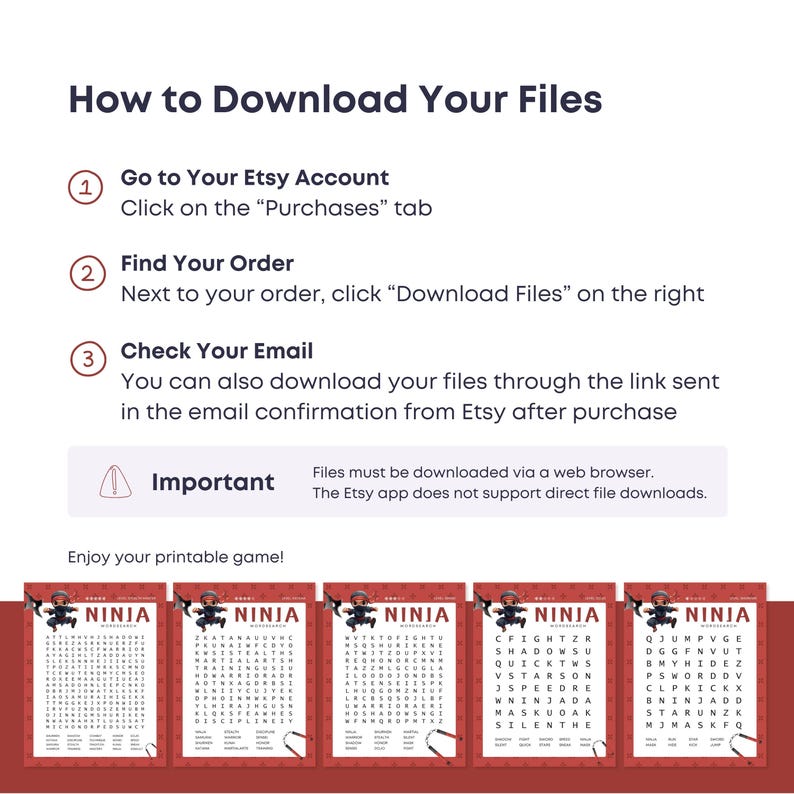 Ninja Word Search Game | Printable Kids Activity | A4 & Letter Size ...