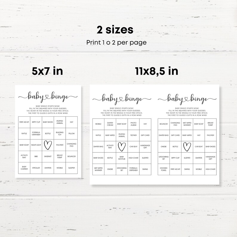 Printable Baby Shower Bingo Game | 100 Unique Bingo Cards + 48 Calling ...