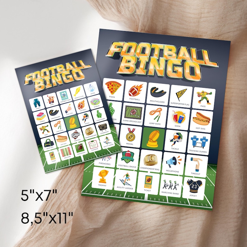 Printable Football Bingo Game | 100 Unique Cards + 54 Calling Cards ...