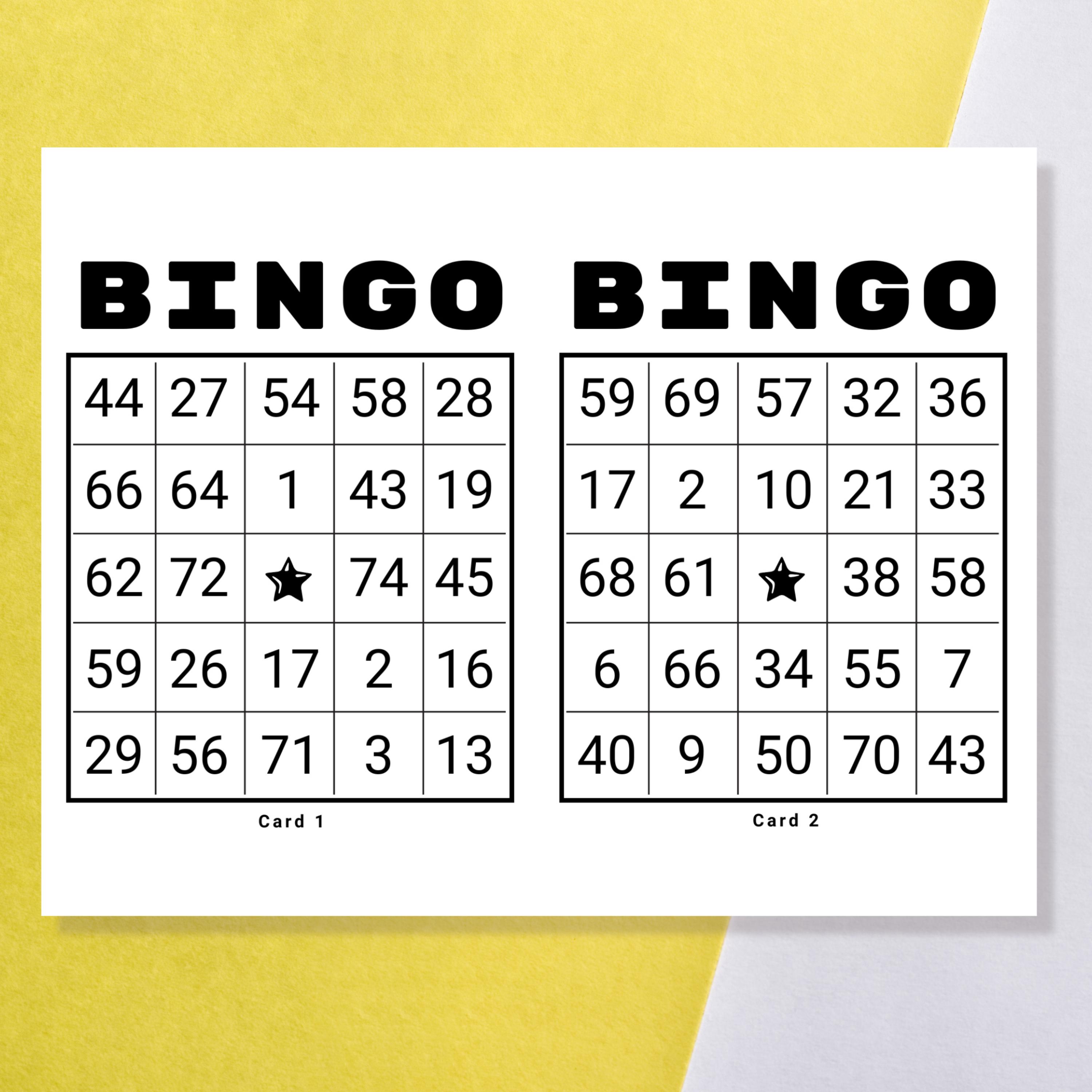 100 Unique Random Bingo Cards PDF Download | 1, 2, 4, 6 per Page ...