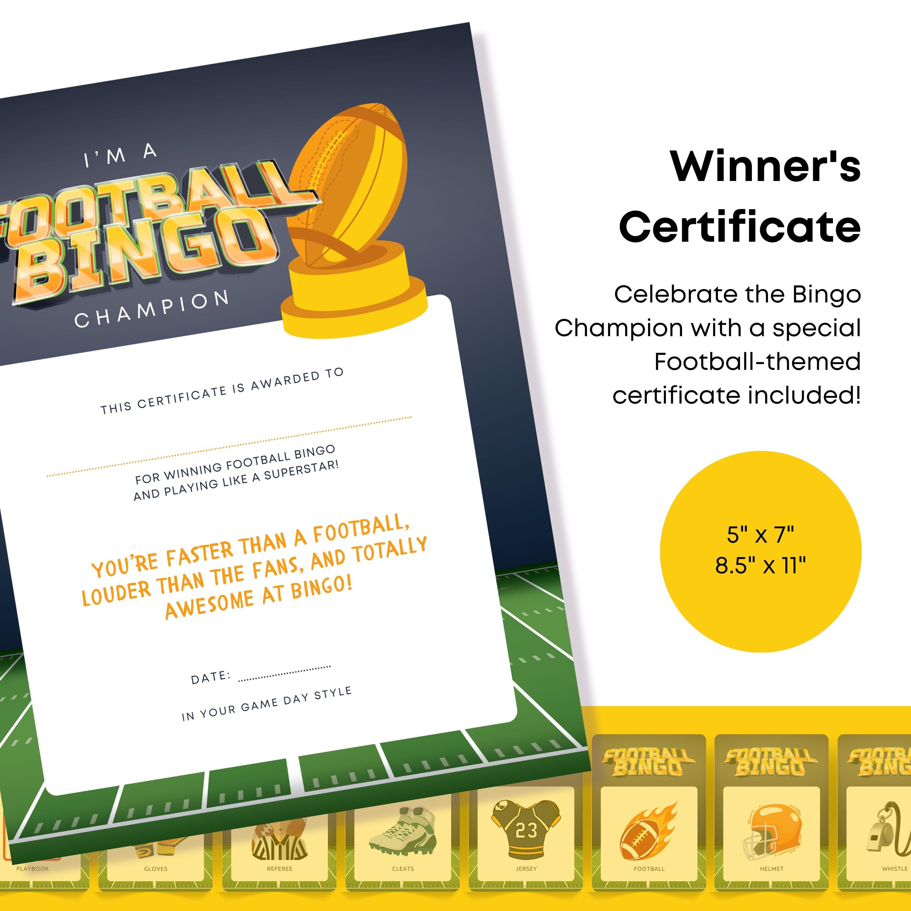 Printable Football Bingo Game | 100 Unique Cards + 54 Calling Cards ...