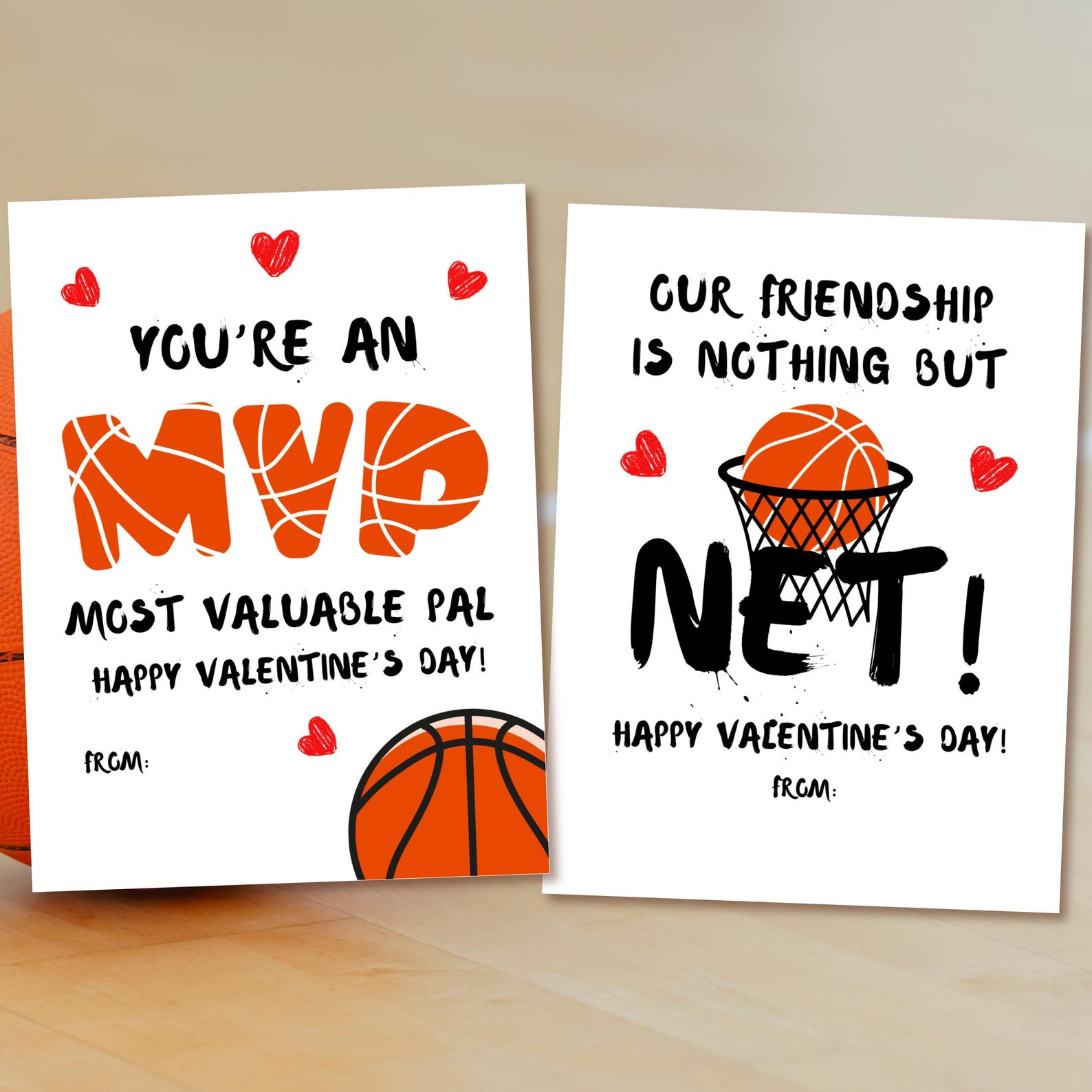Funny Basketball Valentines Day Cards for Kids, Printable Classroom ...