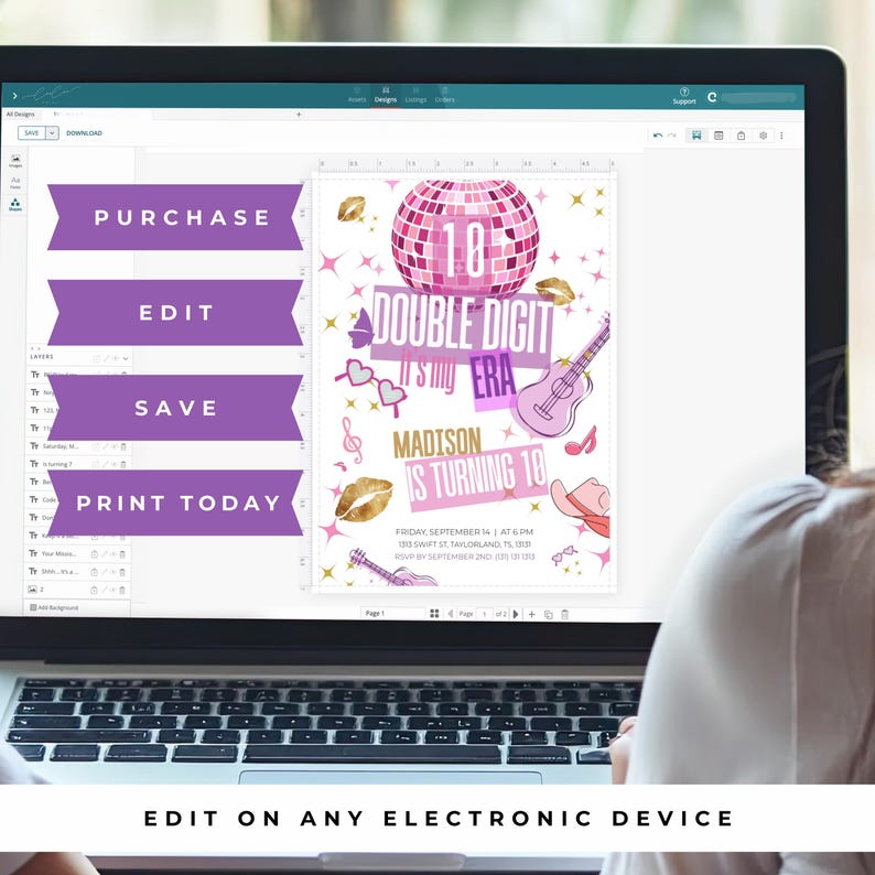 In My Double Digit Era Party Invitation Template Girl 10th Birthday ...