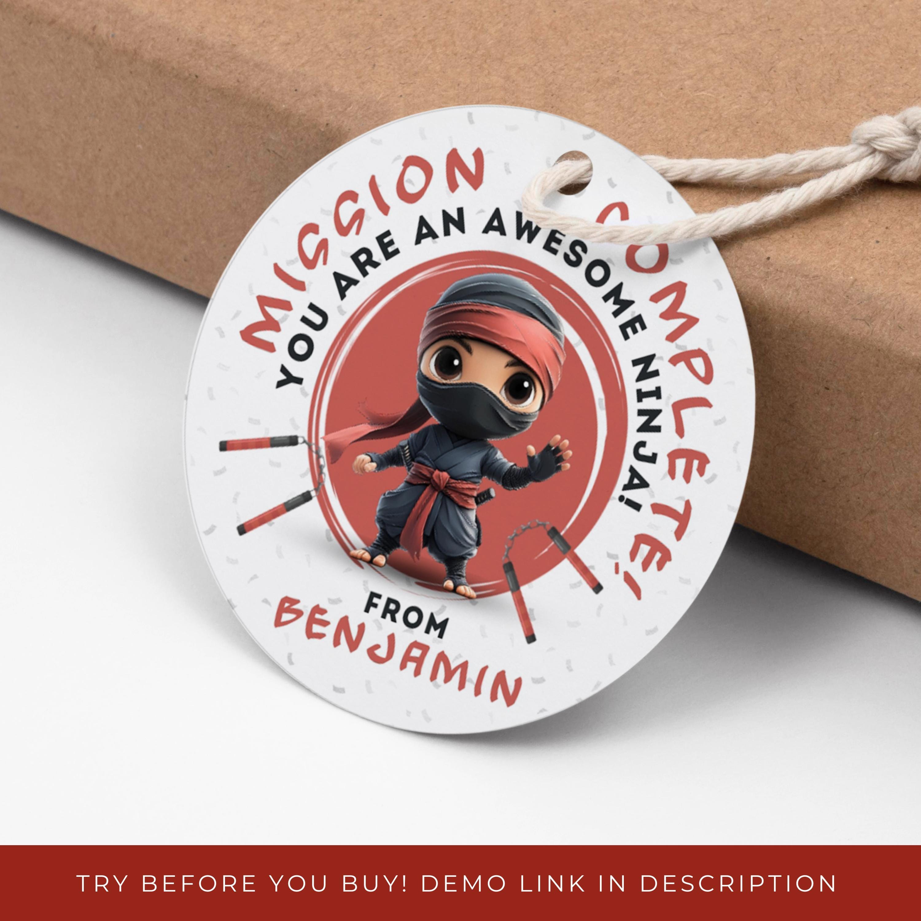 Ninja Birthday Thank You Tags | Ninja Favor Tags | Ninja Party ...