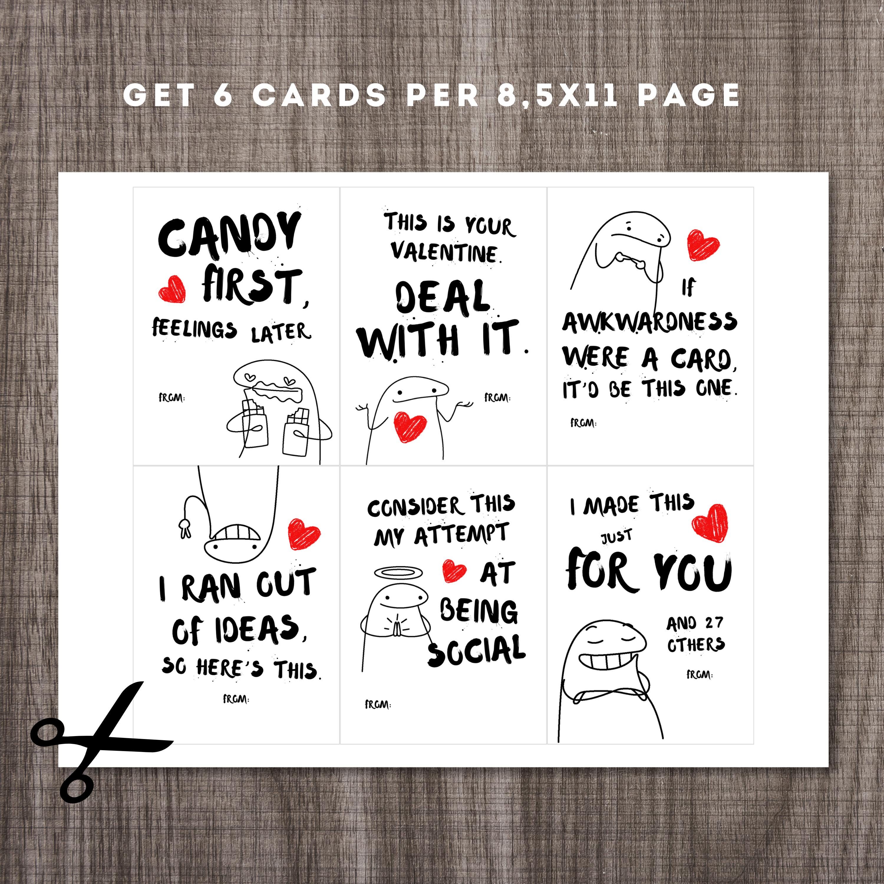 Funny Valentine’s Day Cards for Kids and Adults, Printable Classroom ...