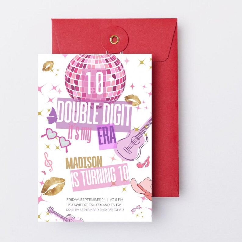 In My Double Digit Era Party Invitation Template Girl 10th Birthday ...