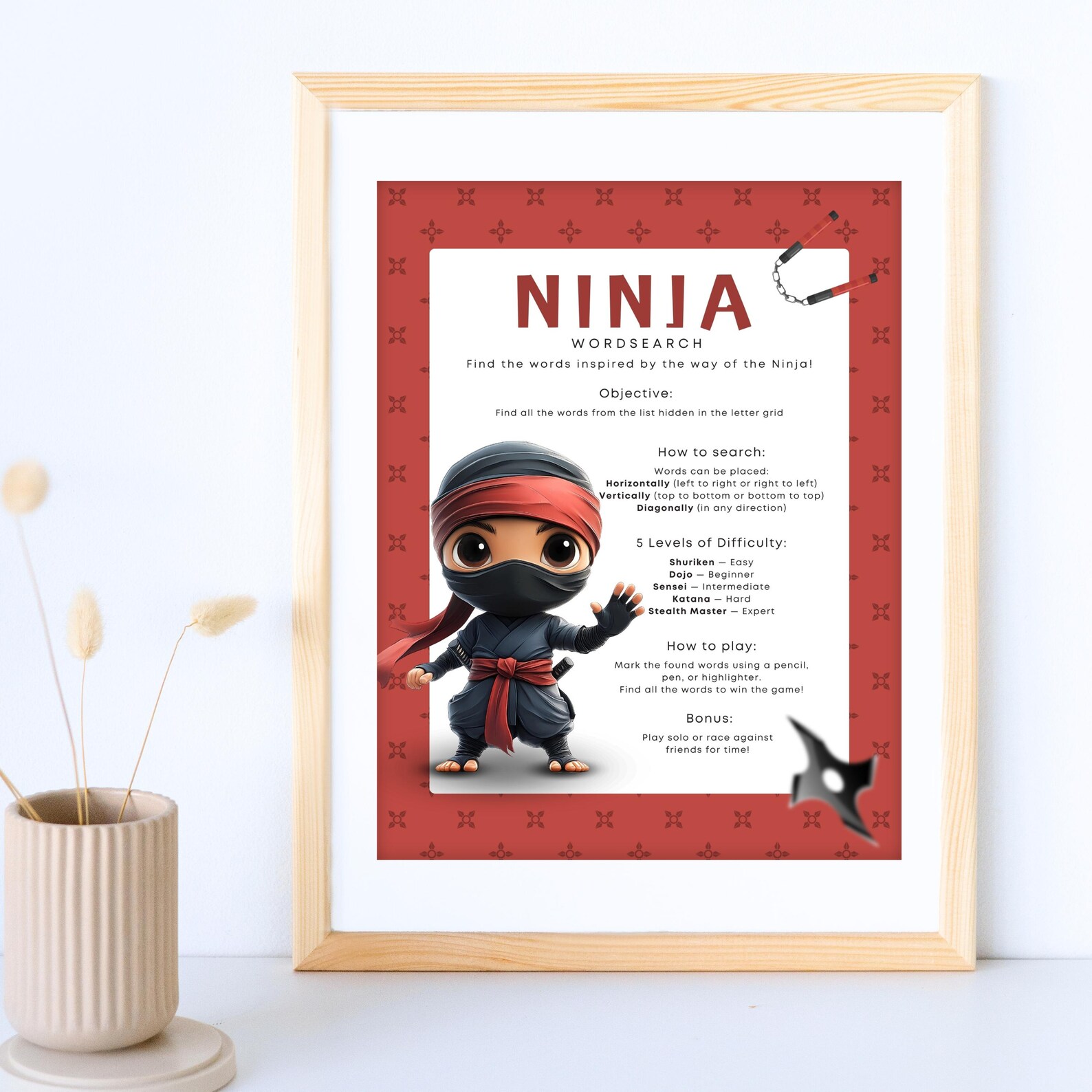 Ninja Word Search Game | Printable Kids Activity | A4 & Letter Size ...