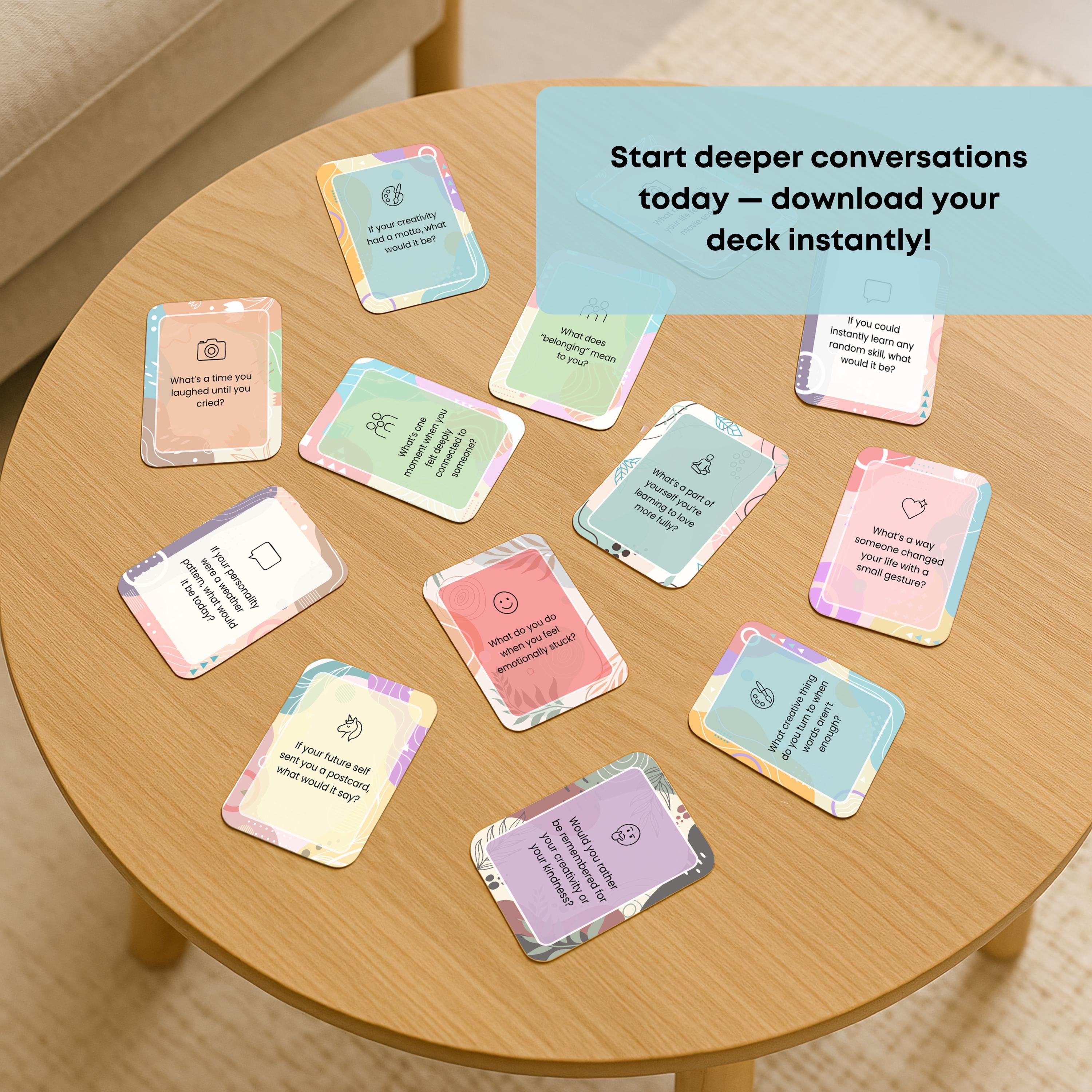 270 Printable Conversation Cards for Families, Couples, Therapy ...