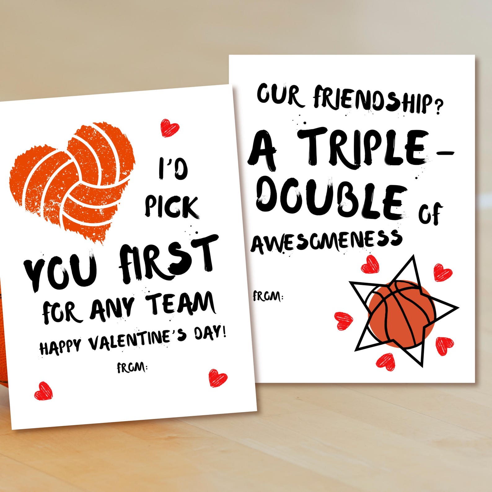 Funny Basketball Valentines Day Cards for Kids, Printable Classroom ...