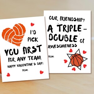 Funny Basketball Valentine’s Day Cards for Kids, Printable Classroom ...