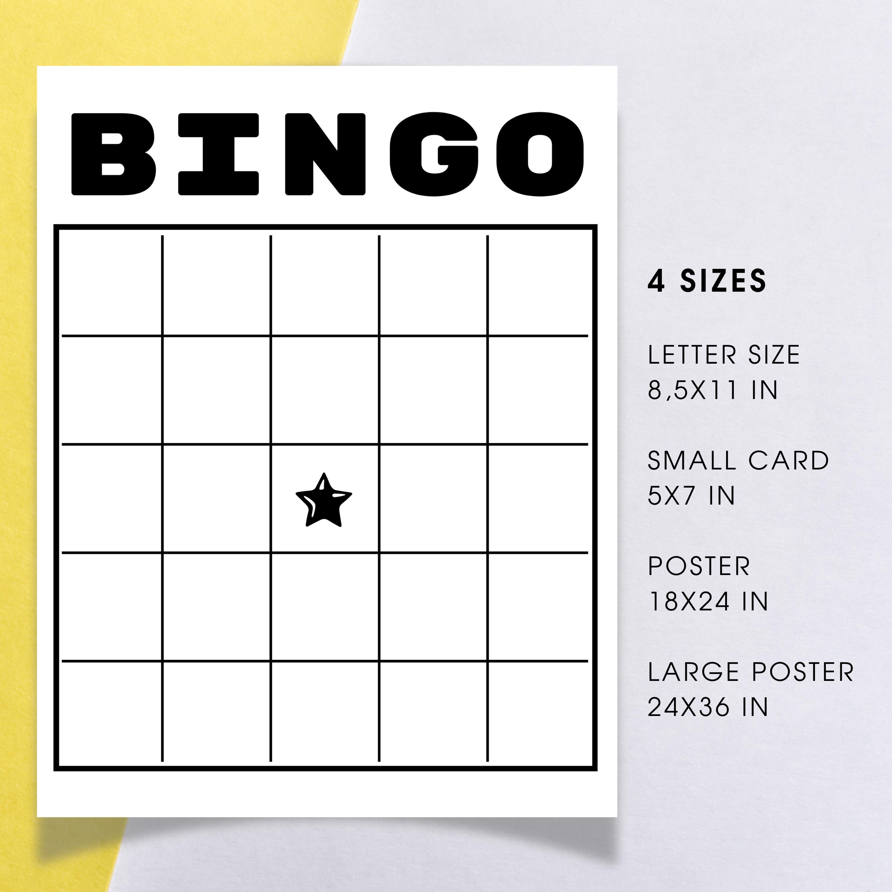 Printable Blank Bingo Card Template DIY | 1, 2, 4, and 6 per Page ...