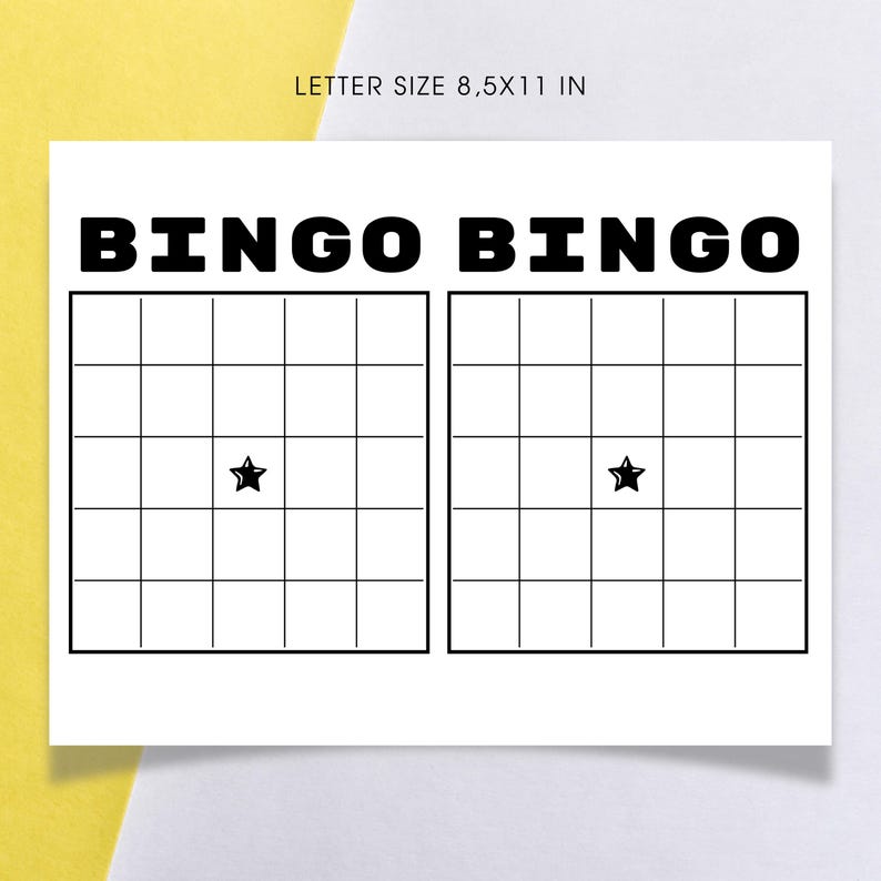 Printable Blank Bingo Card Template DIY | 1, 2, 4, and 6 per Page ...