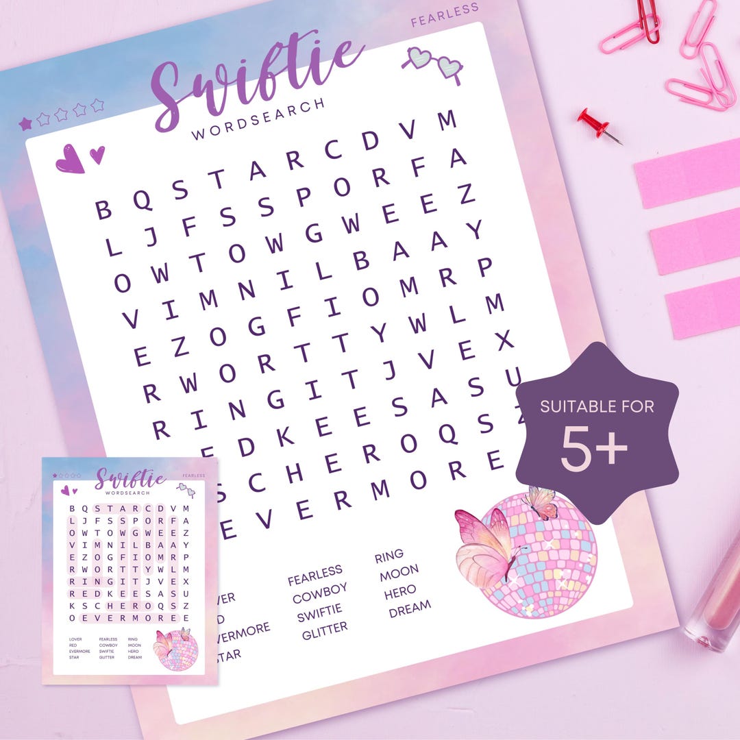 Taylor Word Search Puzzle 5 Printable Pages for Kids and Adults ...