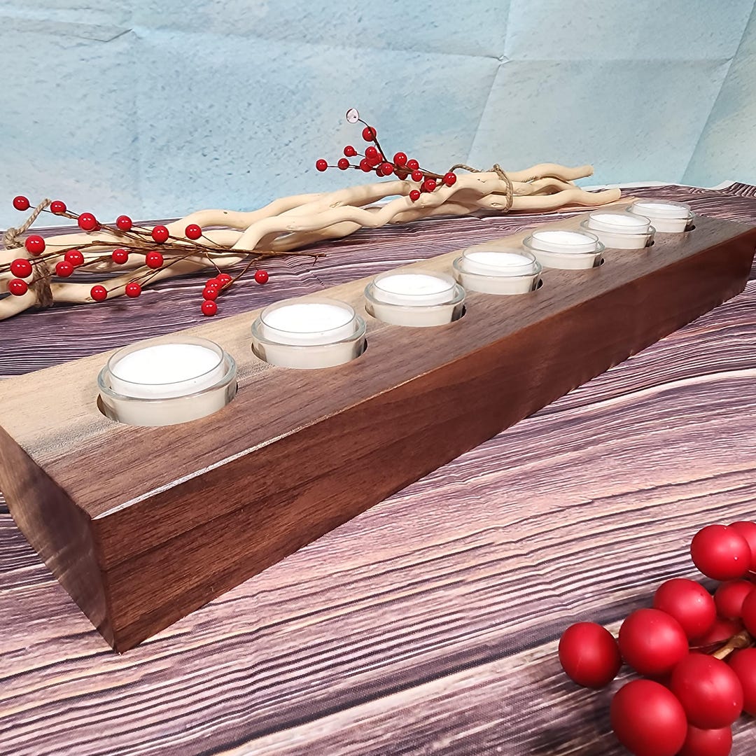Live Edge Walnut Candle Holder Centerpiece - Large 7 Candles - Etsy