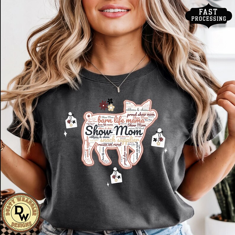 Show Mom Pig Word Art Comfort Colors Tee: Barn Life Livestock Shirt - Etsy