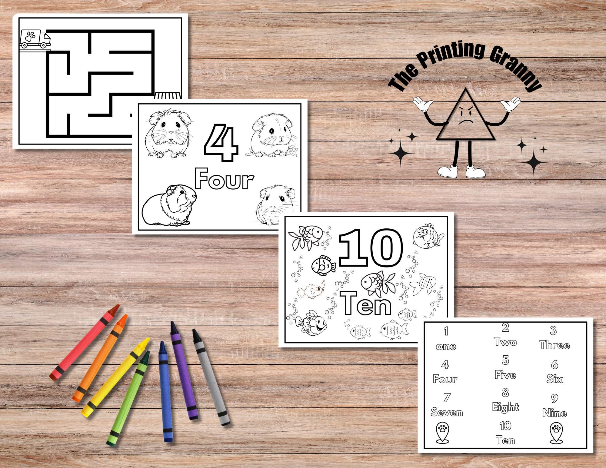 1-10 Numbers Printable Coloring Page Worksheets. Preschool ...