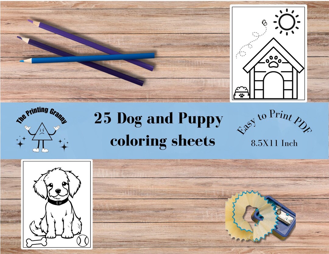 25 Cute Puppy Dog Coloring Pages for Kids, Teens, or Adults. Printable ...