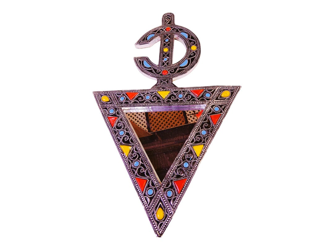 Traditional Mirror With Amazigh Design and Colorful Decorations - Etsy