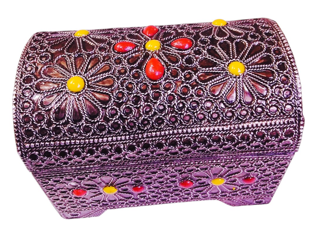 Traditional Jewelry Box Adorned With Floral Designs and Vibrant Colors ...