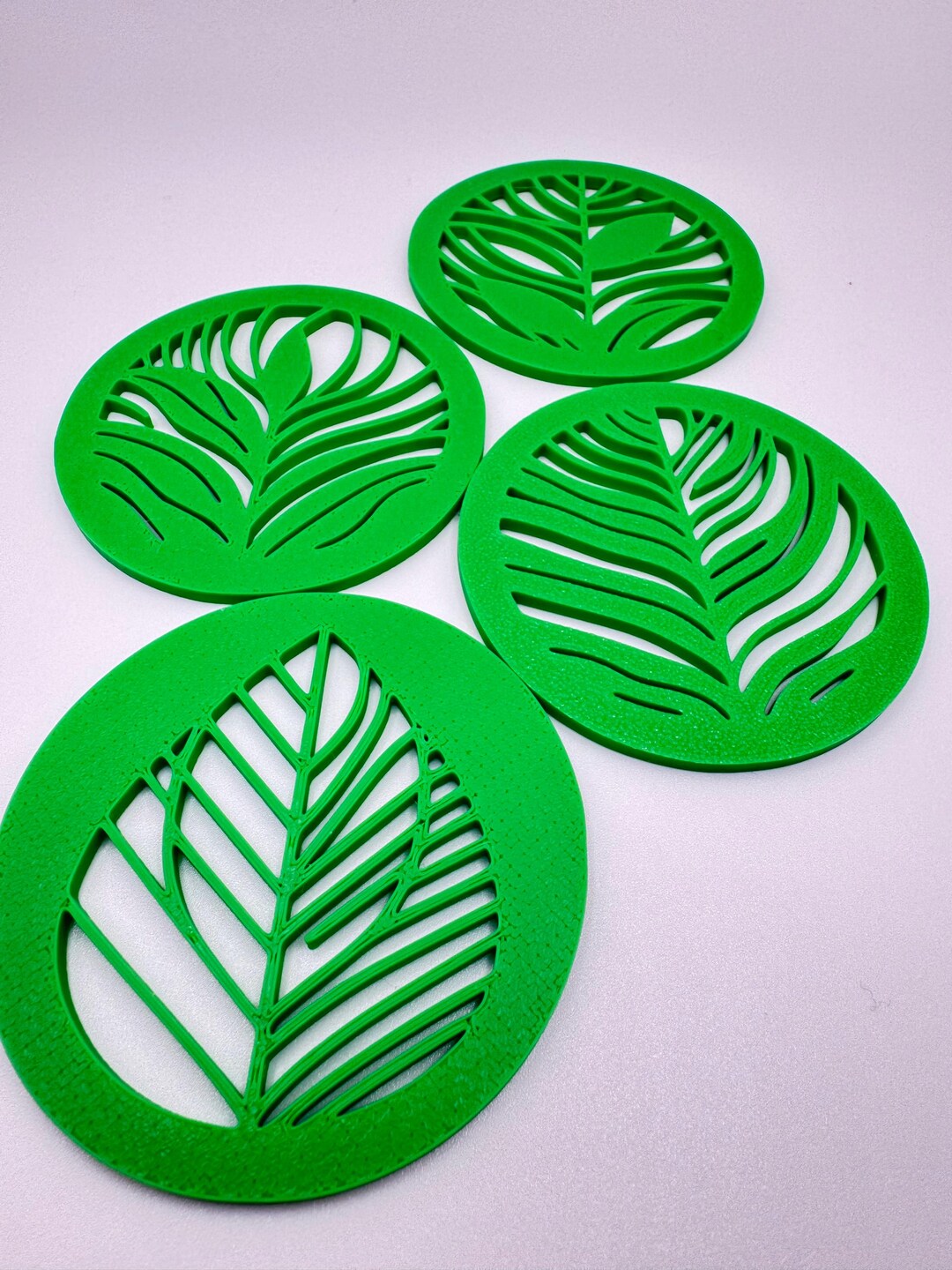 Leaf Design 4 Coasters Green Biodegradable PLA, Eco-friendly, Intricate ...