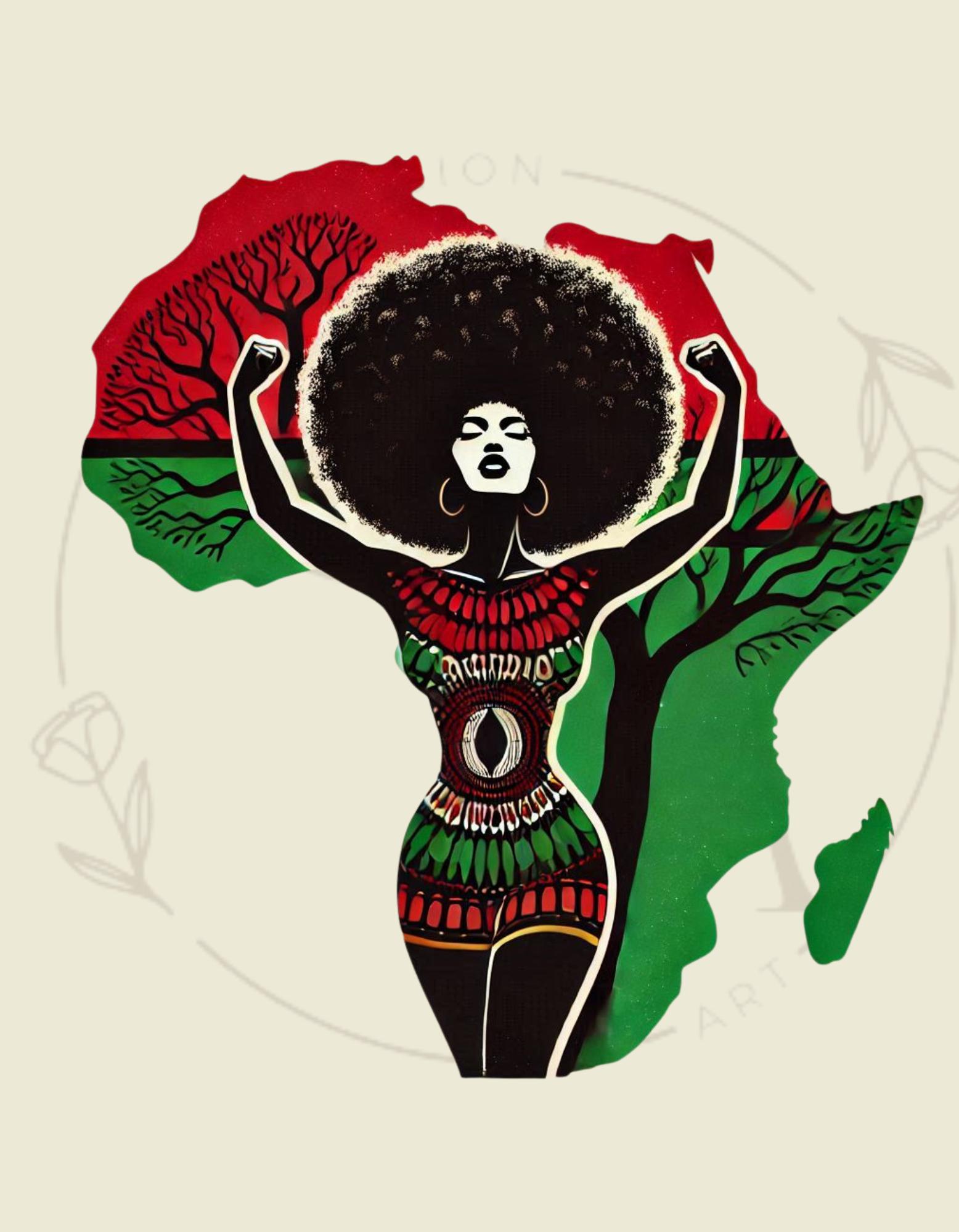 Afrocentric Black Queen PNG, African Woman Map Sublimation, Melanin ...