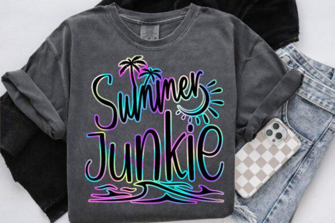 Summer Junkie PNG, Retro Neon Summer Vibes, Palm Tree Beach Sublimation ...