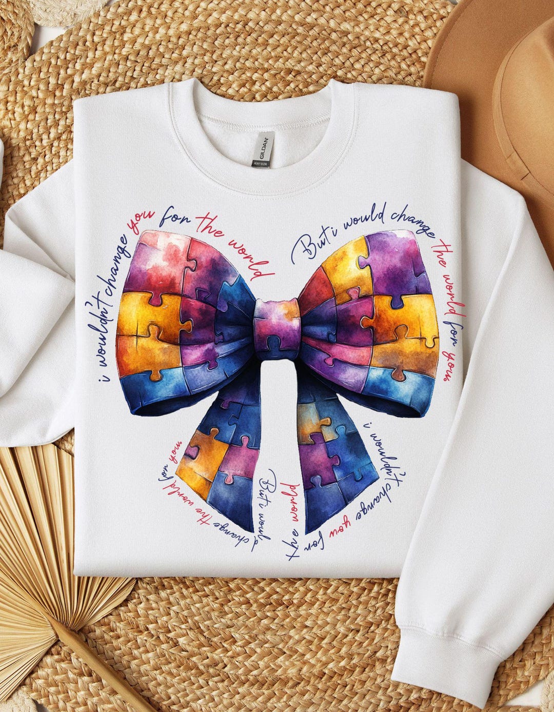 Autism Awareness Bow PNG SVG, Watercolor Puzzle Piece Ribbon ...