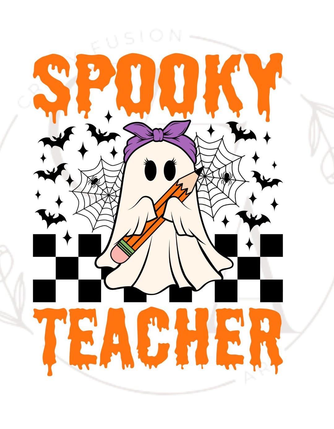 Spooky Teacher PNG SVG, Halloween Ghost Teacher Sublimation Design ...