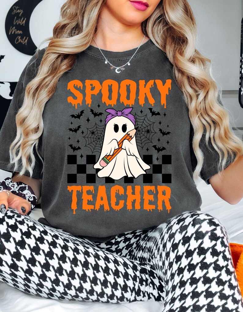 Spooky Teacher PNG SVG, Halloween Ghost Teacher Sublimation Design ...