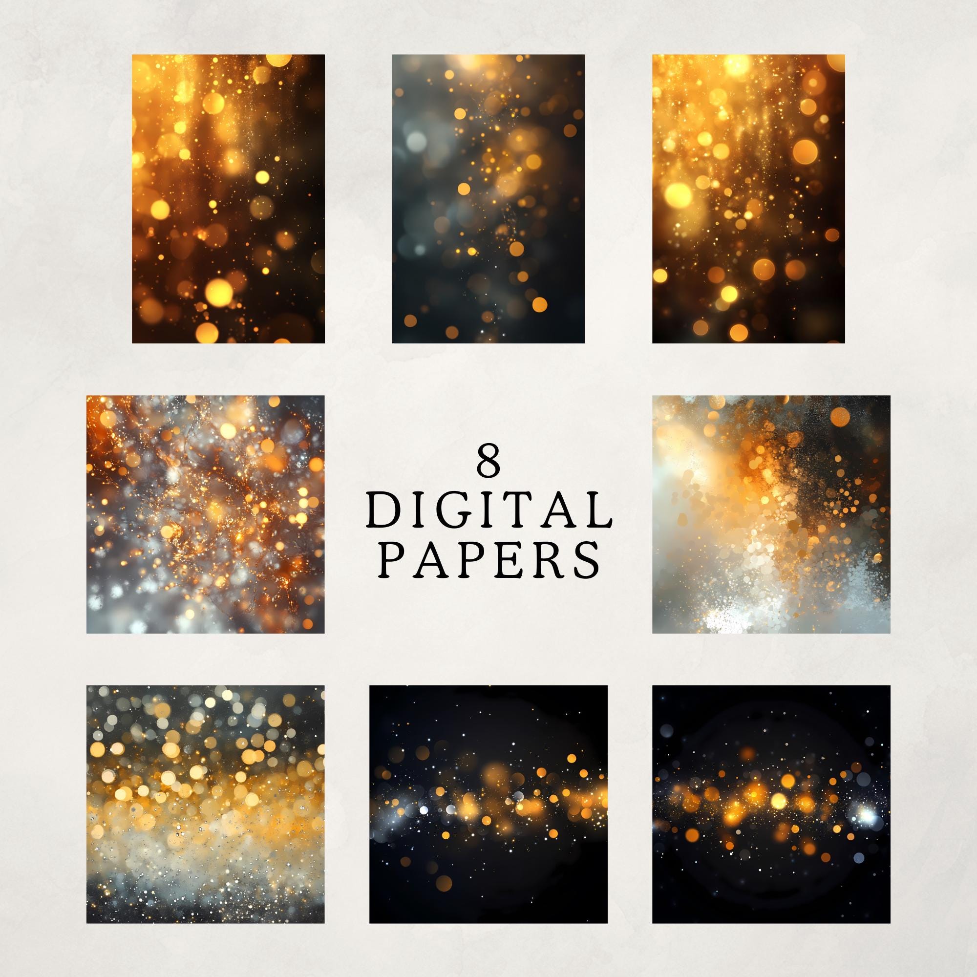 Black and Gold Bokeh Backgrounds, Digital Papers, Twinkle Bokeh ...