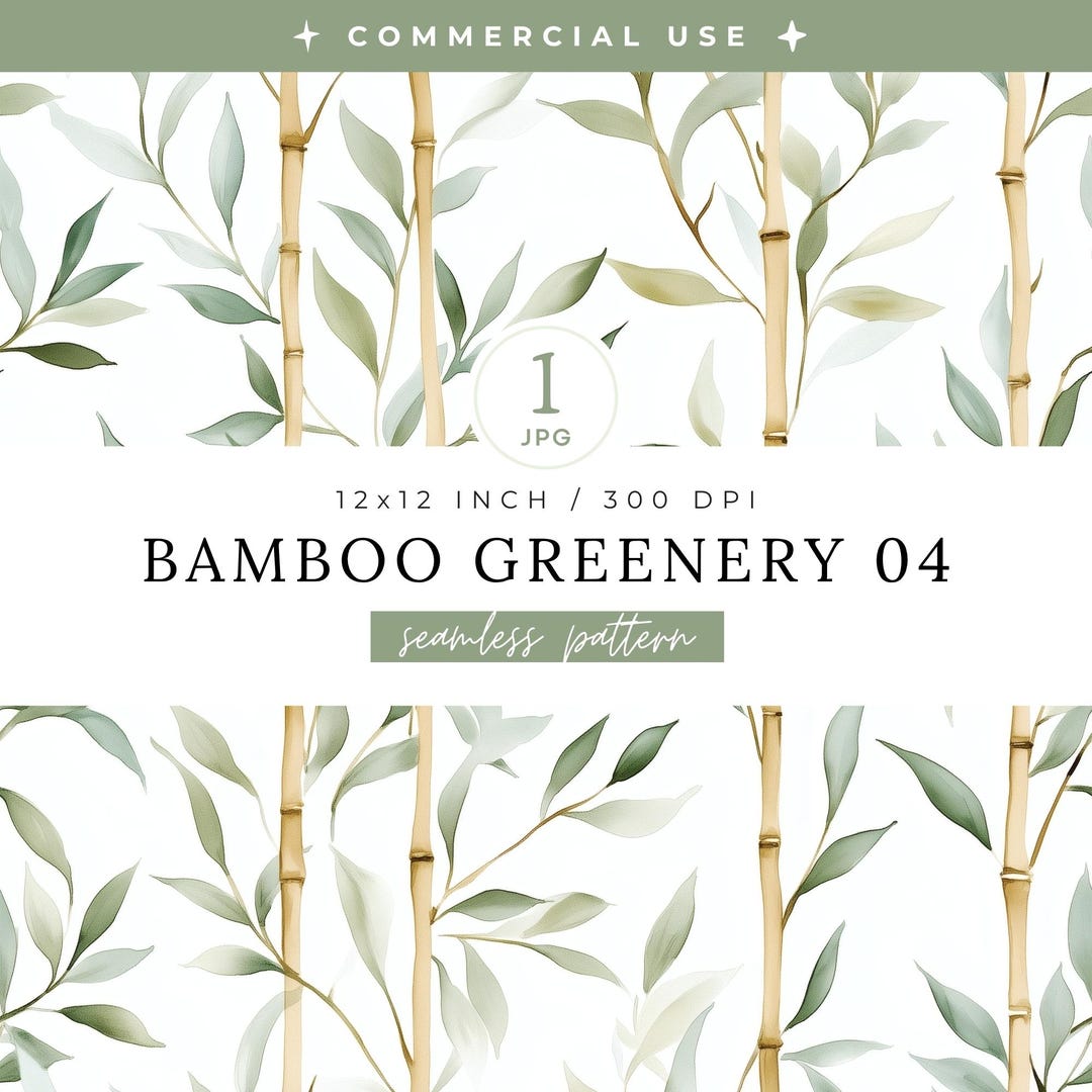 Bamboo Greenery Single Seamless Pattern, Cute Green Leaf Background ...