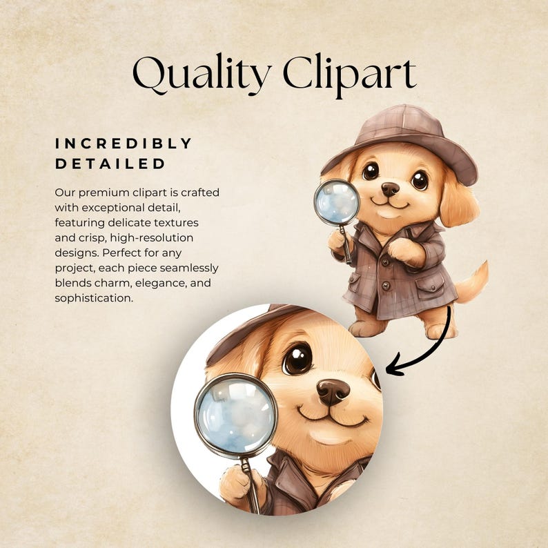 Dog Detective Clipart | SINGLE IMAGE | Private Puppy Investigator ...