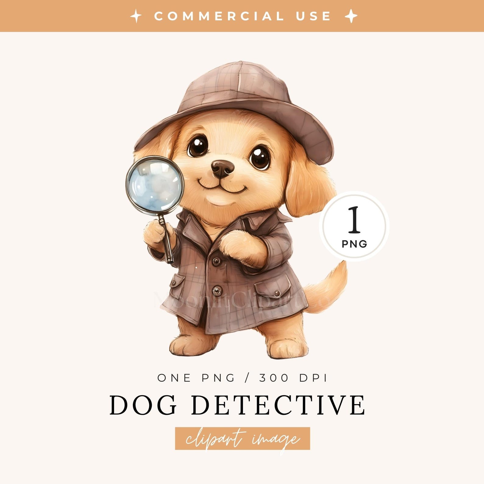Dog Detective Clipart | SINGLE IMAGE | Private Puppy Investigator ...