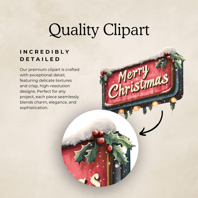 Merry Christmas Sign Clipart | Watercolor Xmas Sticker | SINGLE IMAGE ...