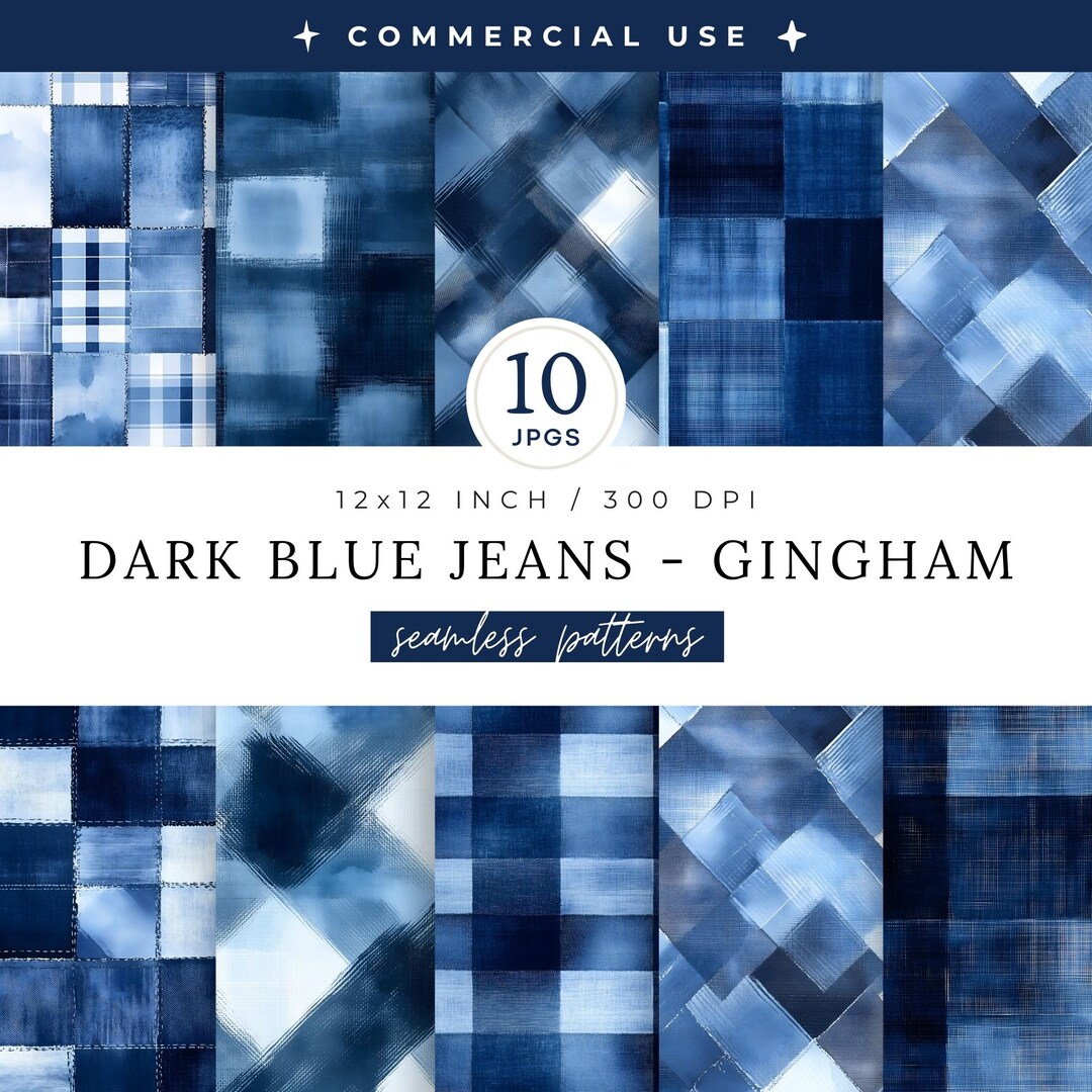 Dark Blue Jeans Seamless Pattern, Denim Gingham Patterns Texture ...