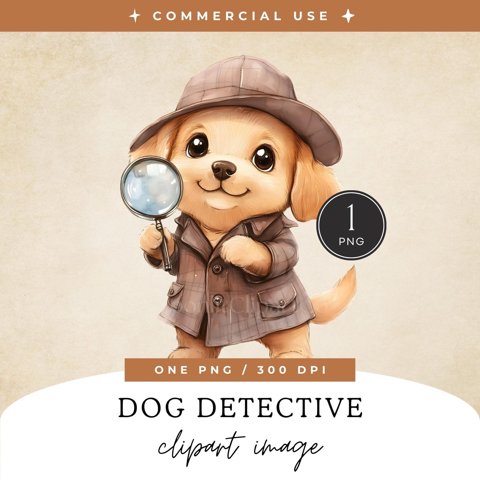 Dog Detective Clipart | SINGLE IMAGE | Private Puppy Investigator ...