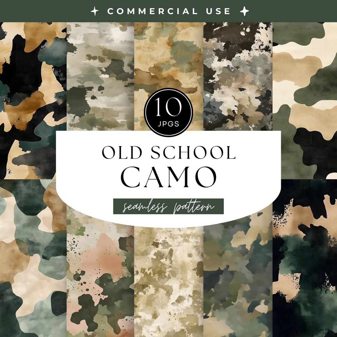 Old School Camo Seamless Pattern Bundle, Camo Duck Texture, Hunting ...