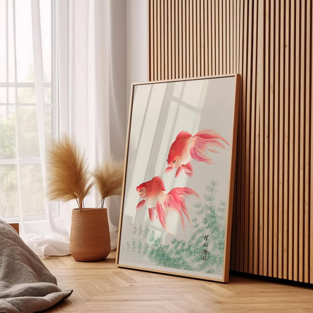 Japanese Goldfish Wall Art - Minimalist Fish Poster - Asian Inspired ...