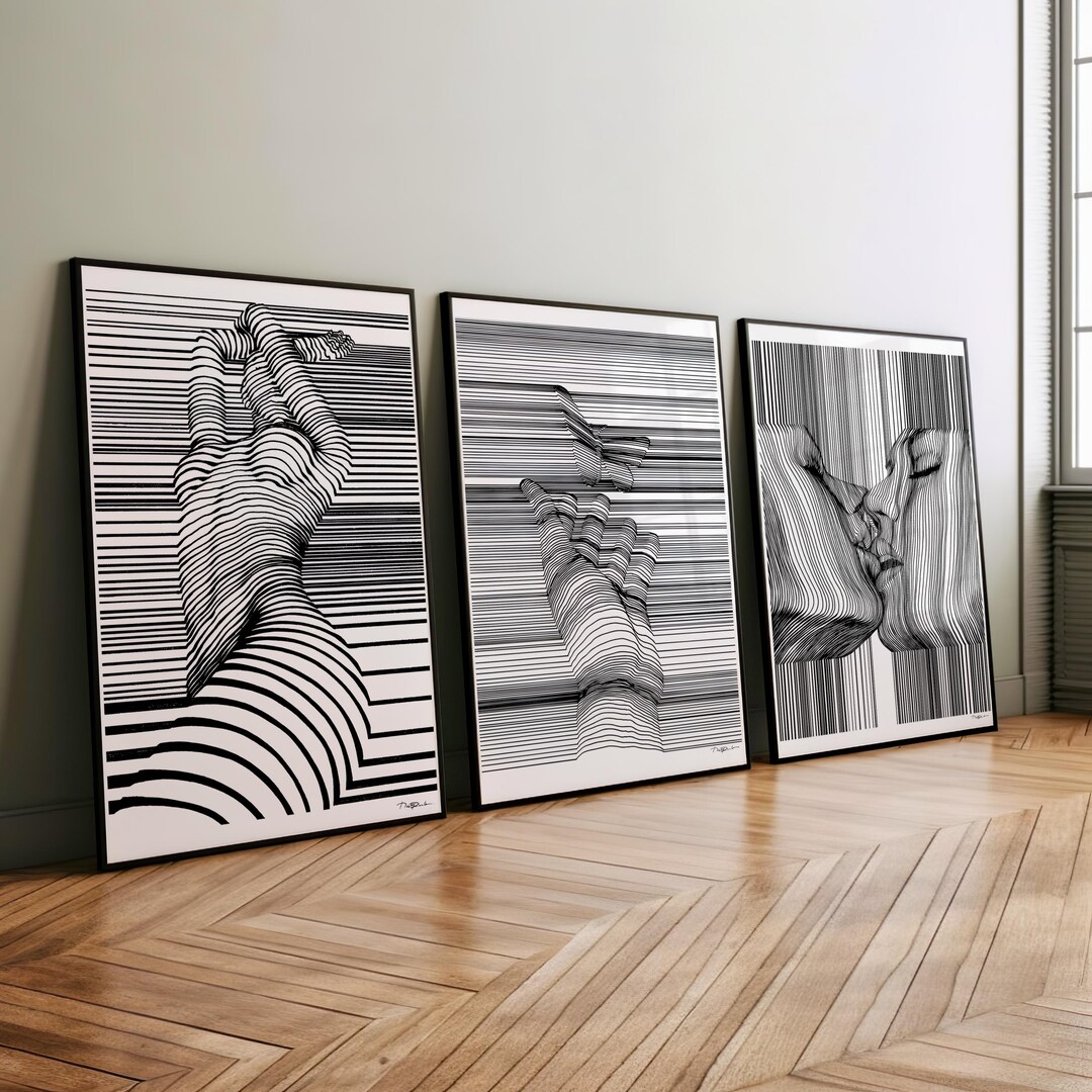 Set of 3 Minimalist Line Art | Modern Black and White Poster | Digital ...